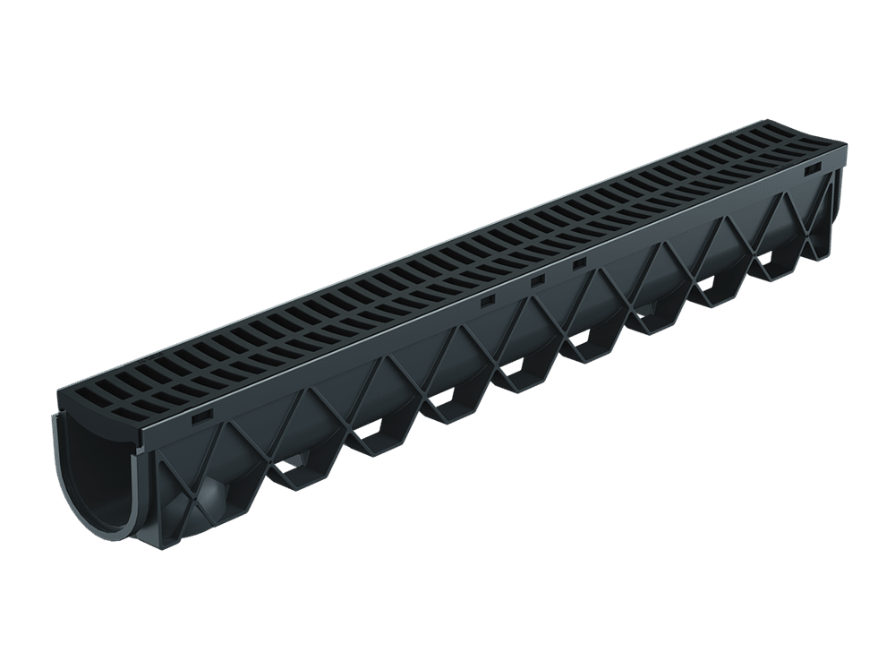 Reln Storm Drain Channel c/w Black Plastic Grate 3M - Promains