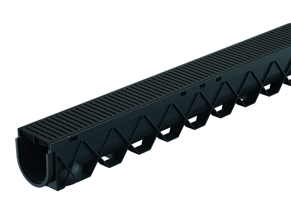 Reln Storm Drain Channel c/w Black Plastic Linear Grate 3M - Promains