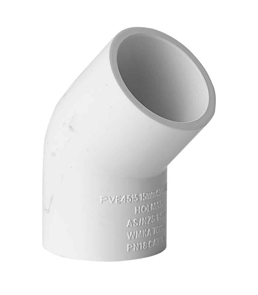 PVC Pressure Elbow 80mm x 45 deg - Promains
